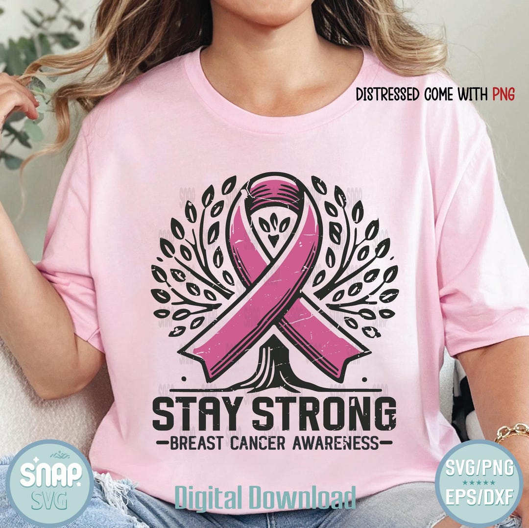 Breast Cancer Tree Svg,stay Strong Cancer Awareness Svg,pink Ribbon Svg ...