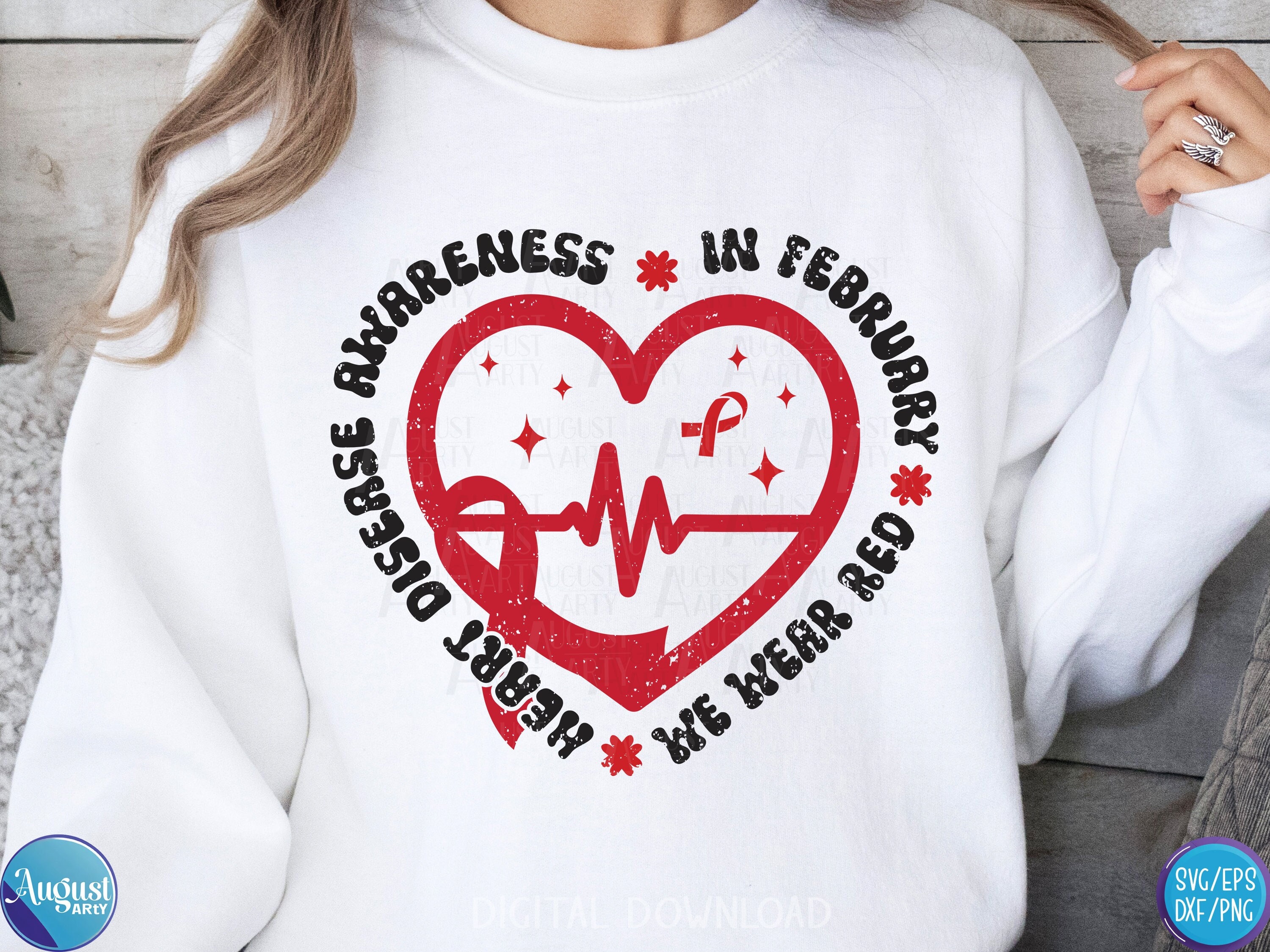 Heart Disease Awareness SVG Png,in February We Wear Red Shirt,red ...