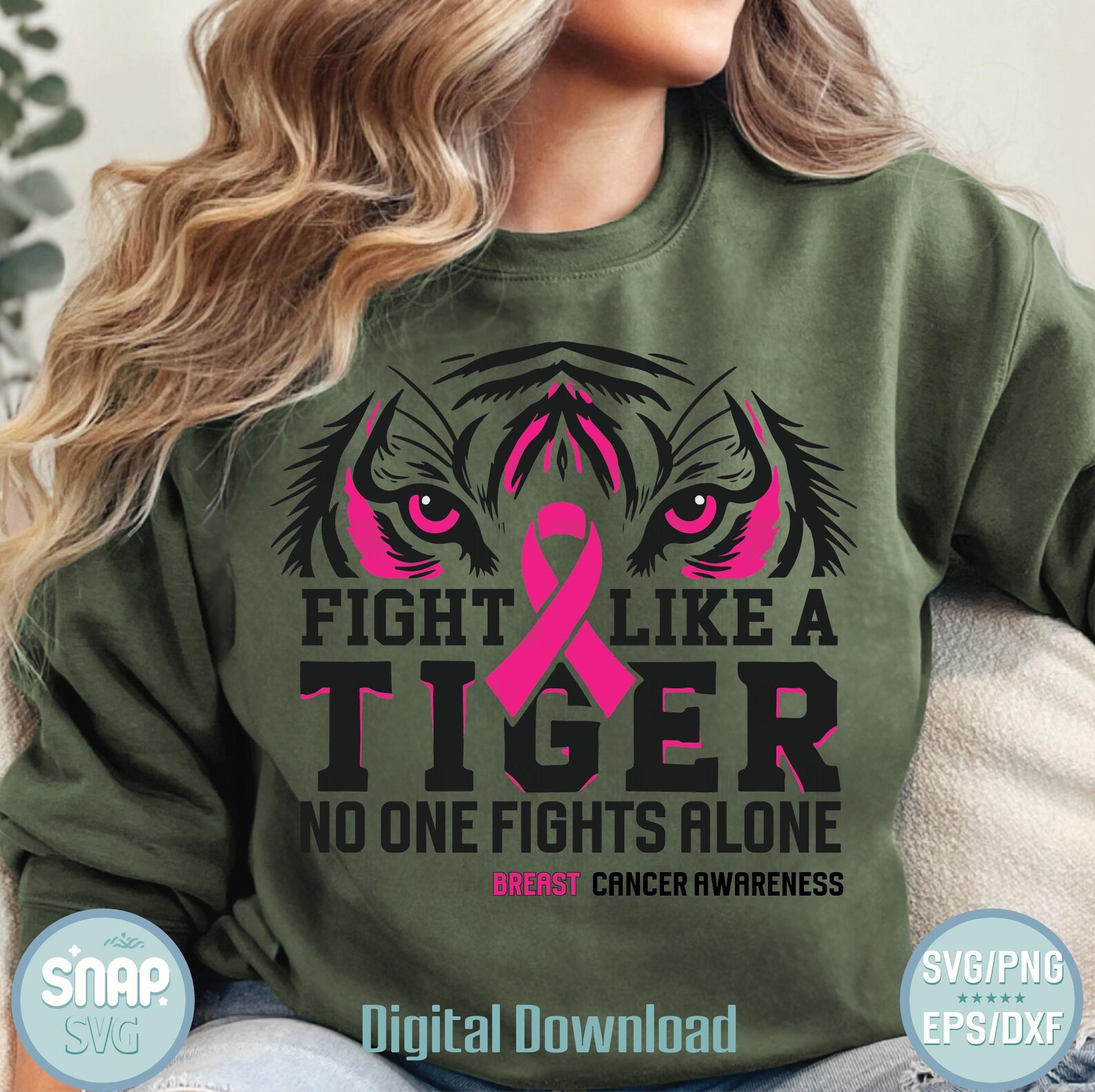 Fight Like a Tiger Breast Cancer Awareness Design: Pink Ribbon SVG PNG ...