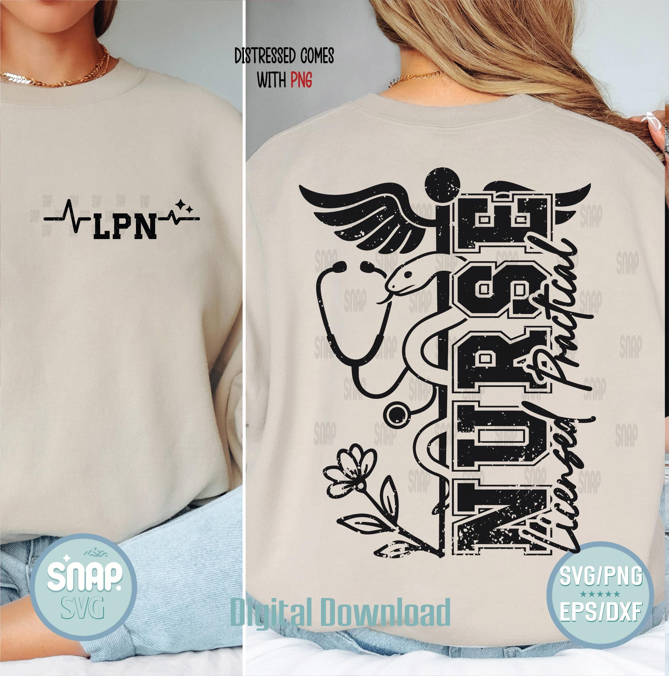 Personalized LPN Nurse SVG PNG Bundle: Distressed Shirt Design (digital ...