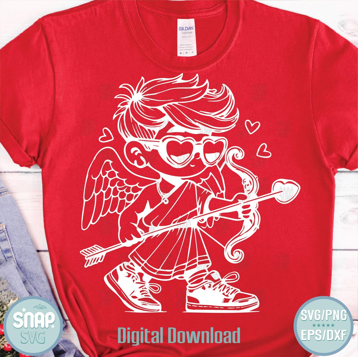 Cool Cupid SVG PNG- Valentines Day Svg- Heart Glasses Cupid Design ...