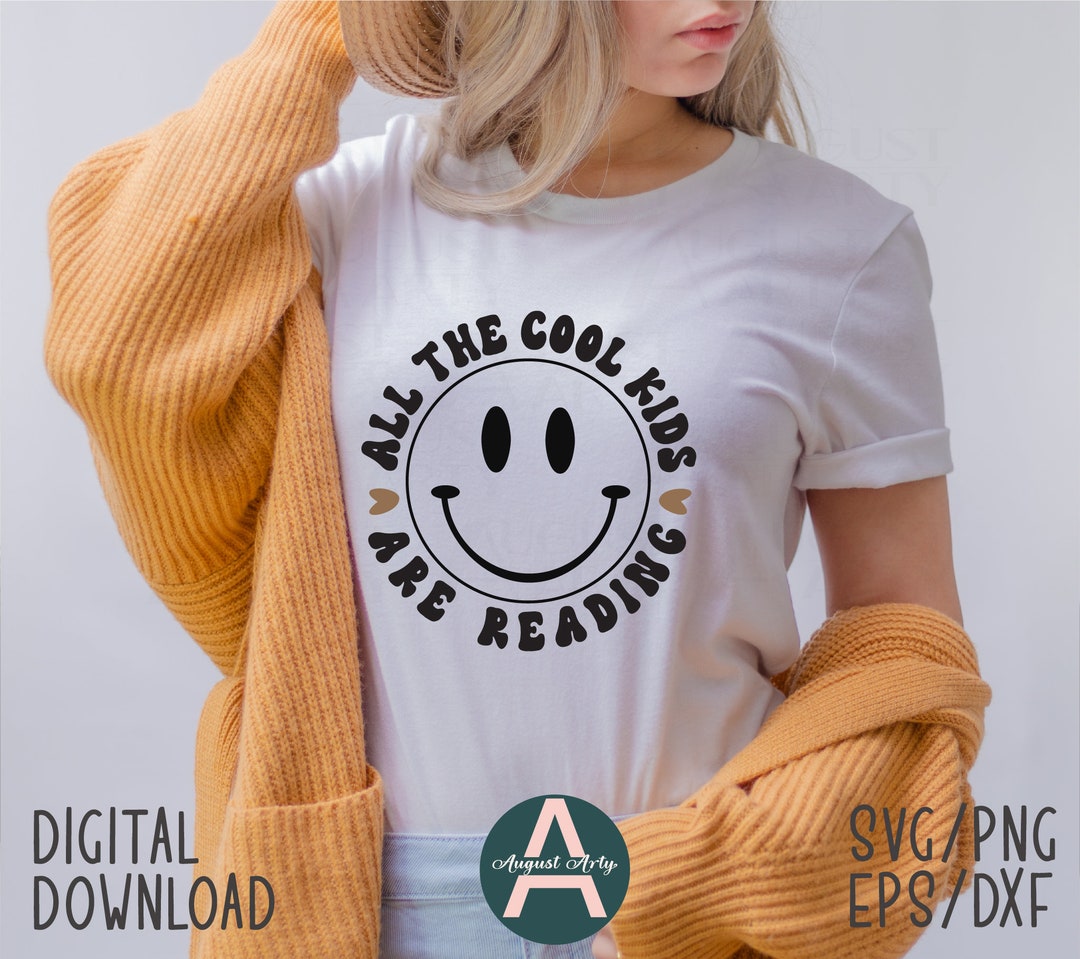 All the Cool Kids Are Reading Svgleopard Print Happy Face - Etsy