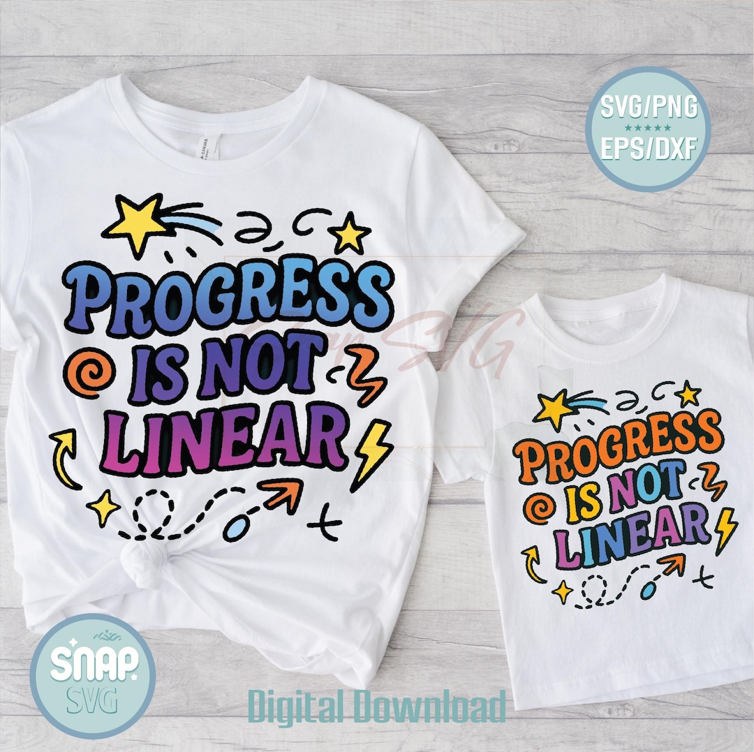 Progress is Not Linear SVG• Mental Health Quote PNG• Colorful Doodle ...