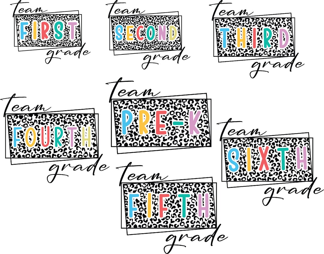 Leopard Print Team Teacher Grade Svg Bundle,team Mom Squad Svg,first ...