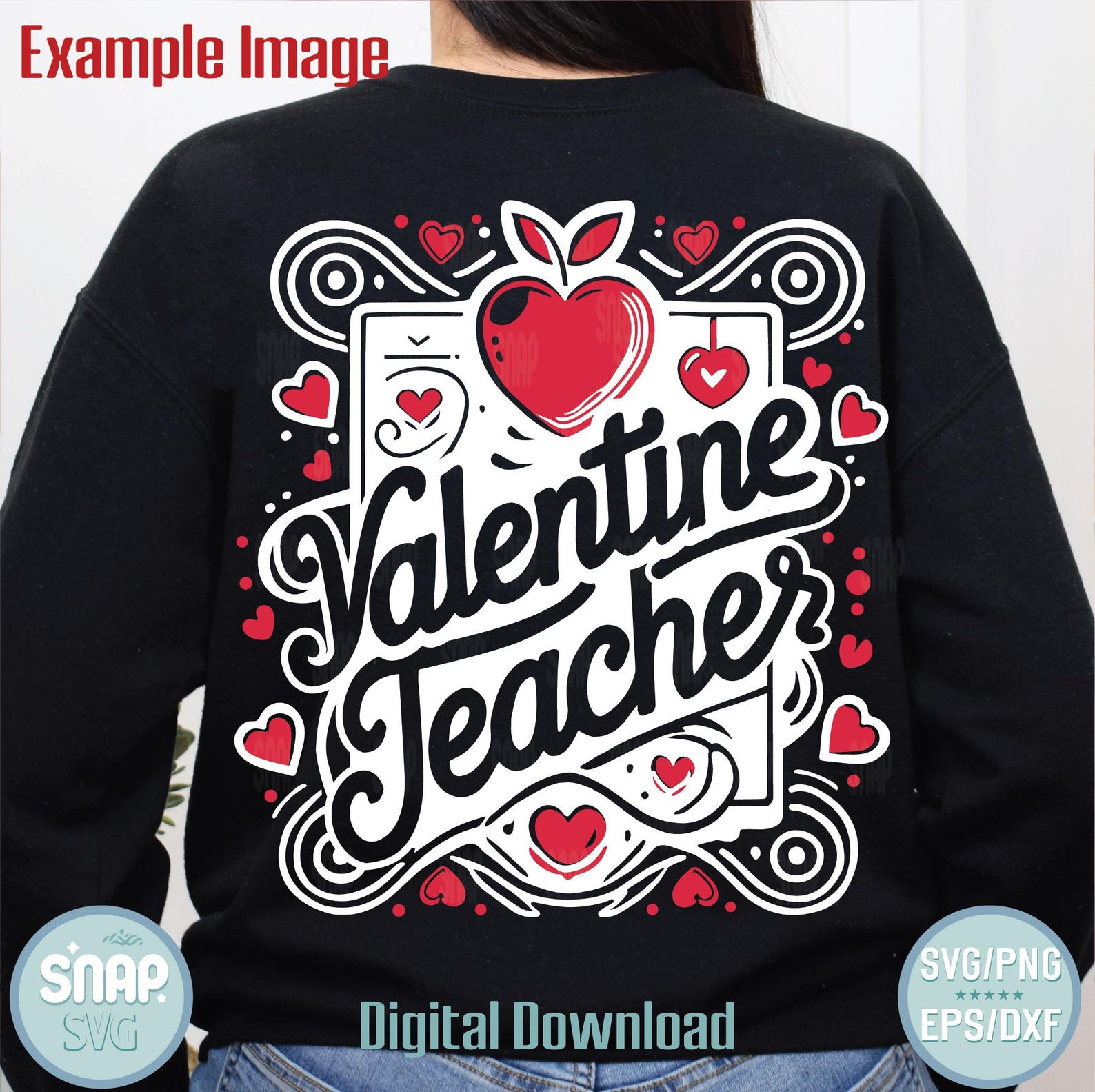 Valentine Teacher SVG PNG | Retro Heart Apple Teacher Shirt Png | Heart ...