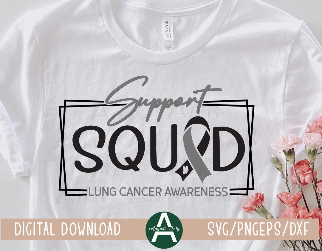 Support Squad Lung Cancer Svg,lung Cancer Butterfly Svg,white Ribbon ...