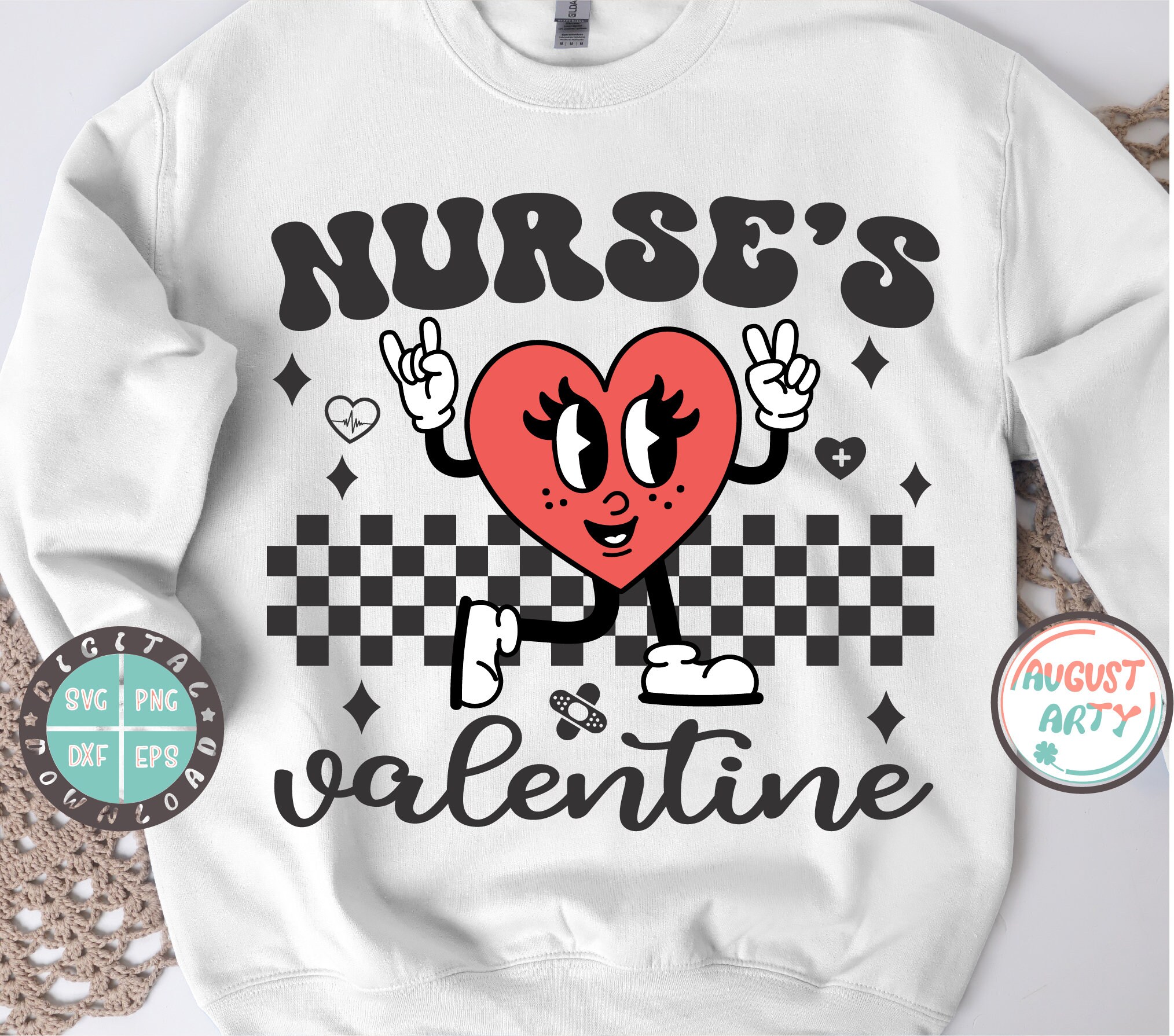 Nurses Valentine Svg,retro Groovy Valentine Svg,valentines Sublimation ...