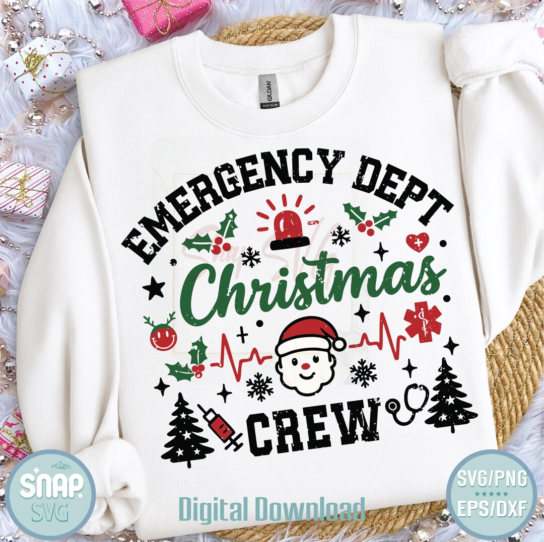 Emergency Dept Holiday Team Shirt SVG, ER ED Staff Winter Season Png ...