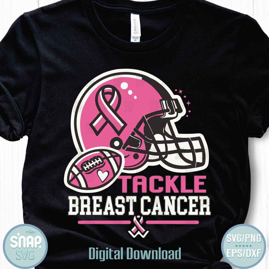 Tackle Breast Cancer SVG PNG: Football Ribbon Design (digital Download ...