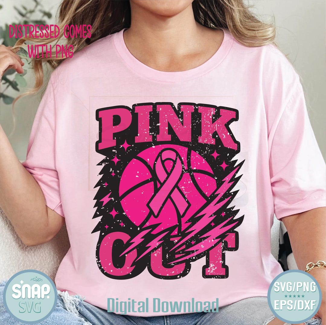 Pink Out Basketball SVG, Breast Cancer Awareness Shirt Design, Game Day ...
