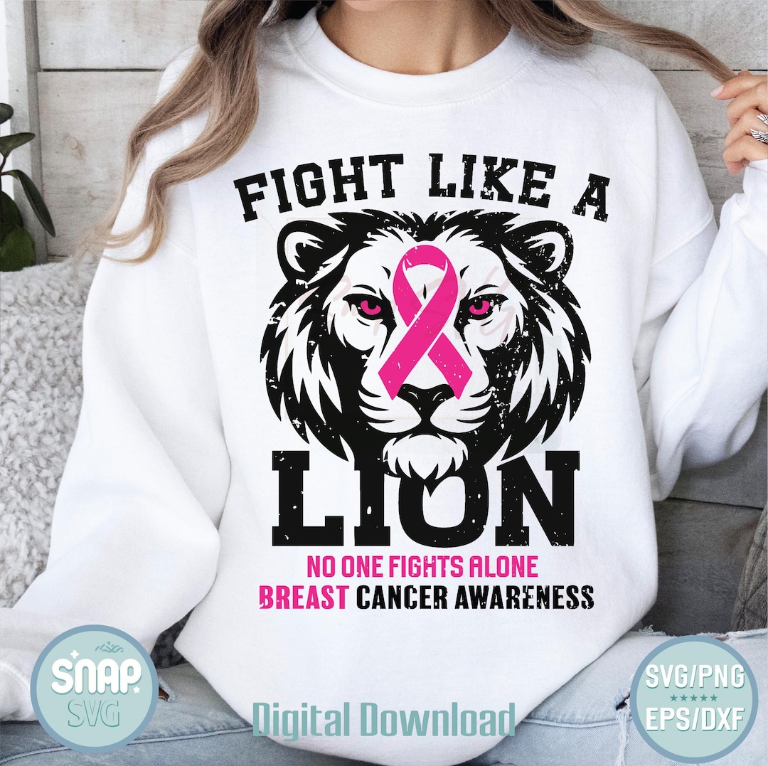 Fight Like a Lion Breast Cancer Awareness Design: Dragon Pink Ribbon ...