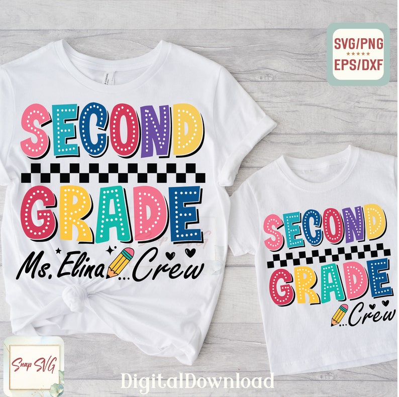 Colorful Second Grade Crew Svg,back to School Svg,classroom Decor ...