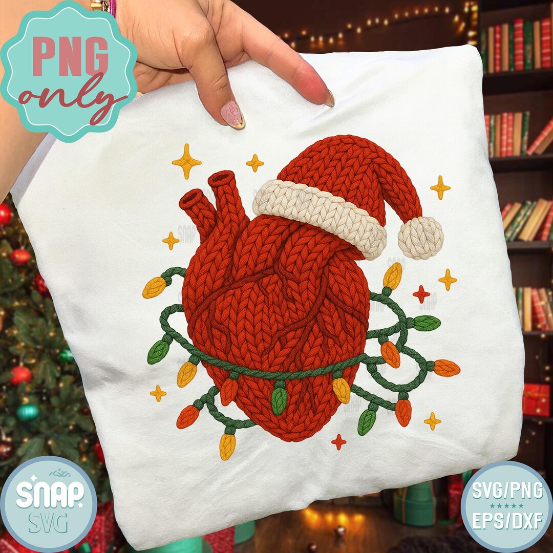 Knitted Cardiac Nurse Anatomical Heart With Santa Hat & Lights ...