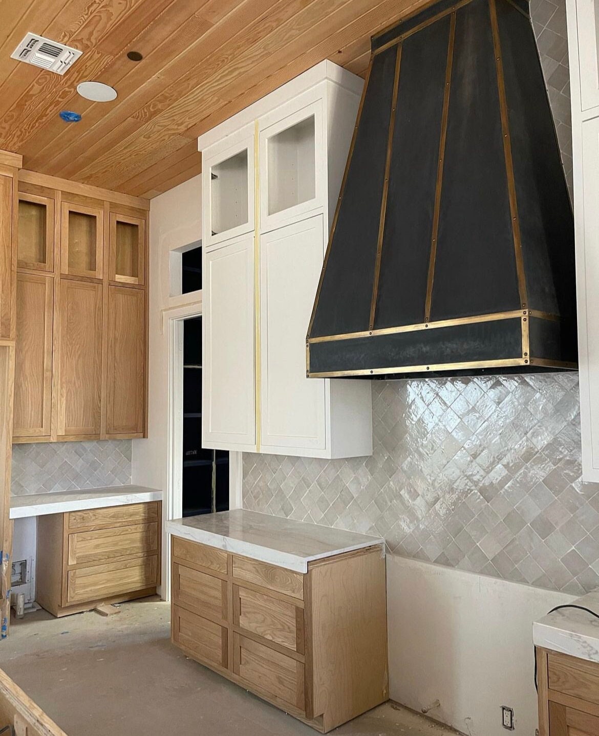 Custom Zinc Range Hoods - "frontier" Brass Modern Angle - Etsy