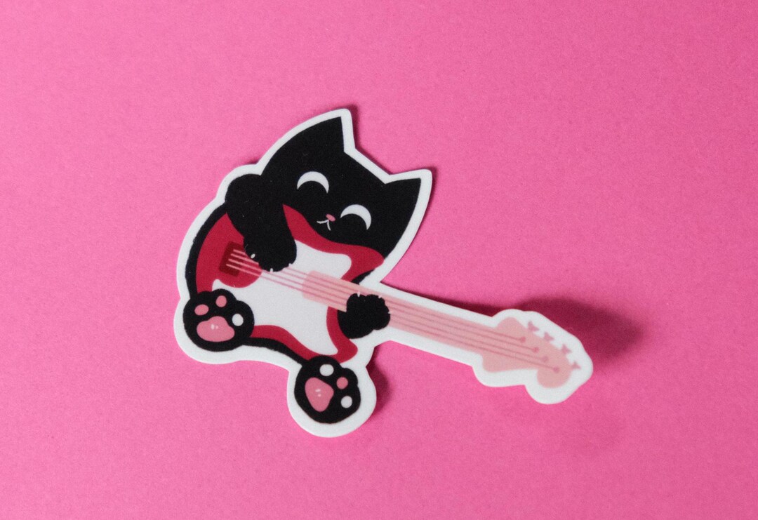 Bass Guitar Cat Sticker / Laptop Sticker / Vinyl Decal / Glossy - Etsy
