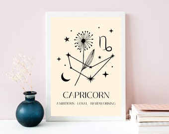 CAPRICORN Star Sign Instant Download Print Zodiac Art - Etsy