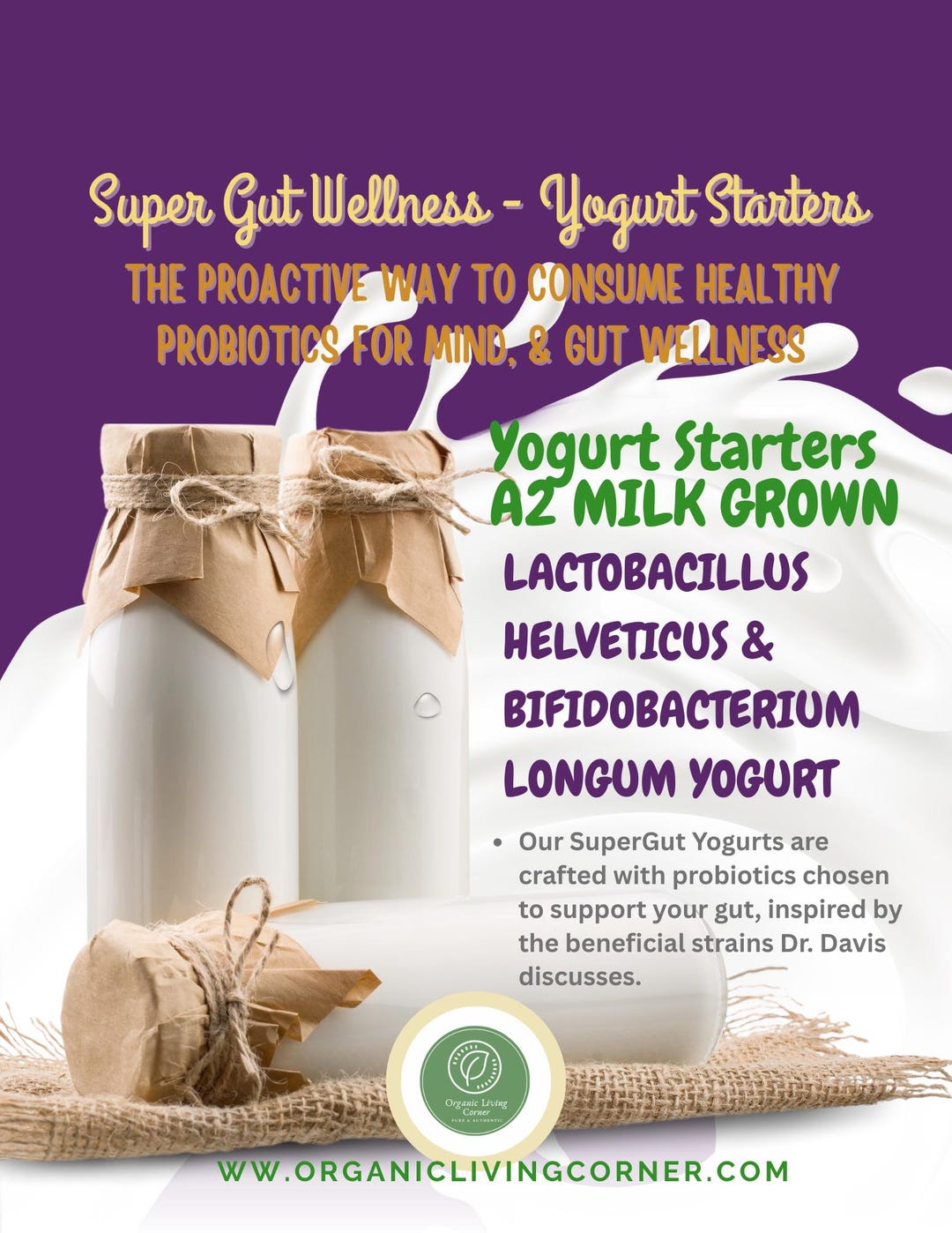 L. Helveticus & B. Longum Yogurt Starter - A2 Milk Probiotic Culture - Etsy