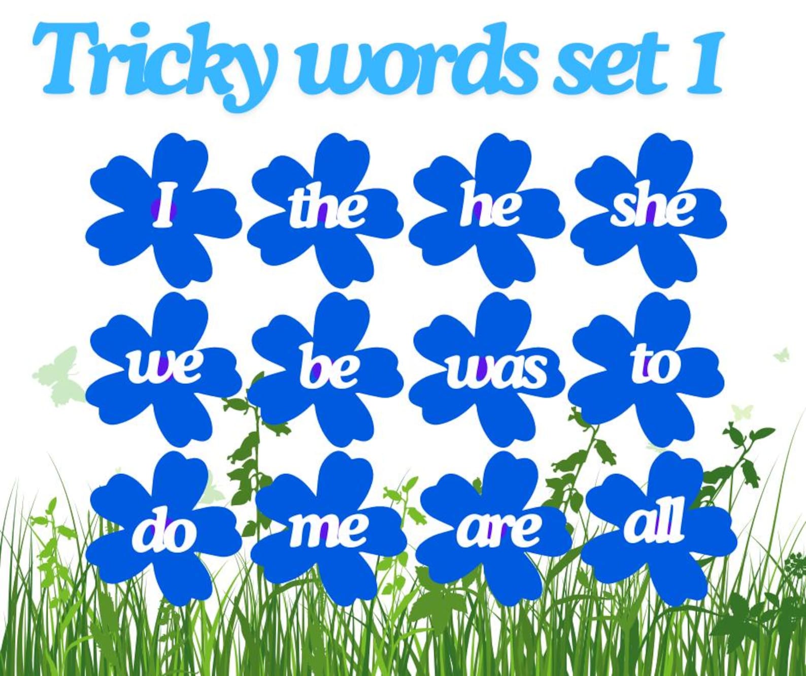 Jolly Phonics Tricky Word Mat/ List/ Poster. Set 1-6 Tricky Words for ...