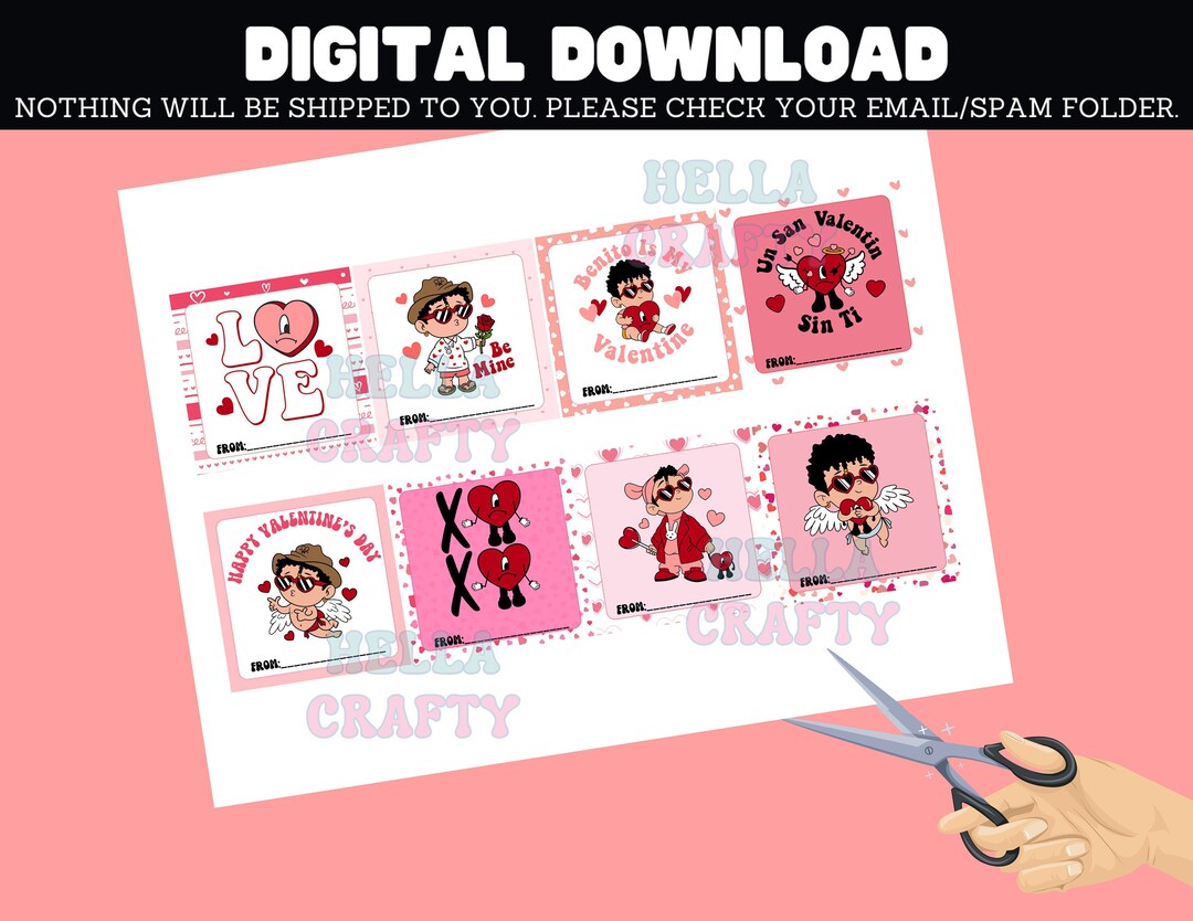 Bad Bunny Valentine Cards Printable, Bad Bunny Valentine, Un Verano Sin ...