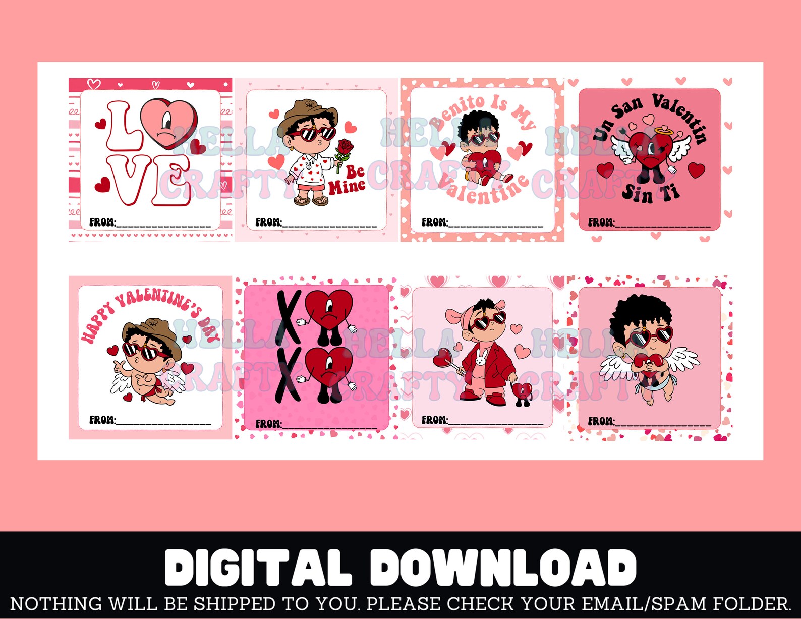Bad Bunny Valentine Cards Printable, Bad Bunny Valentine, Un Verano Sin ...