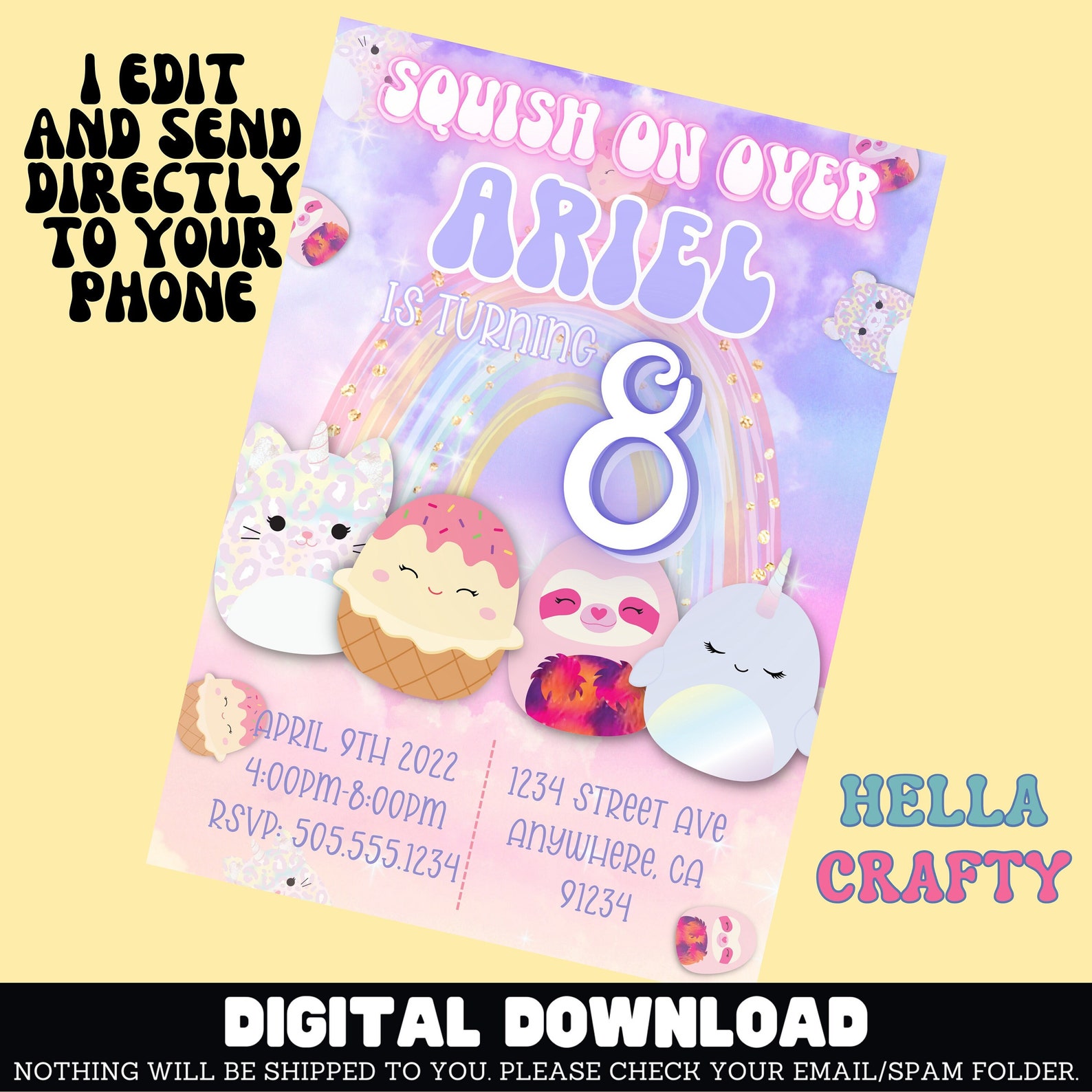 Squishmallow Digital Invitations Squishmallow Birthday Cake - Etsy