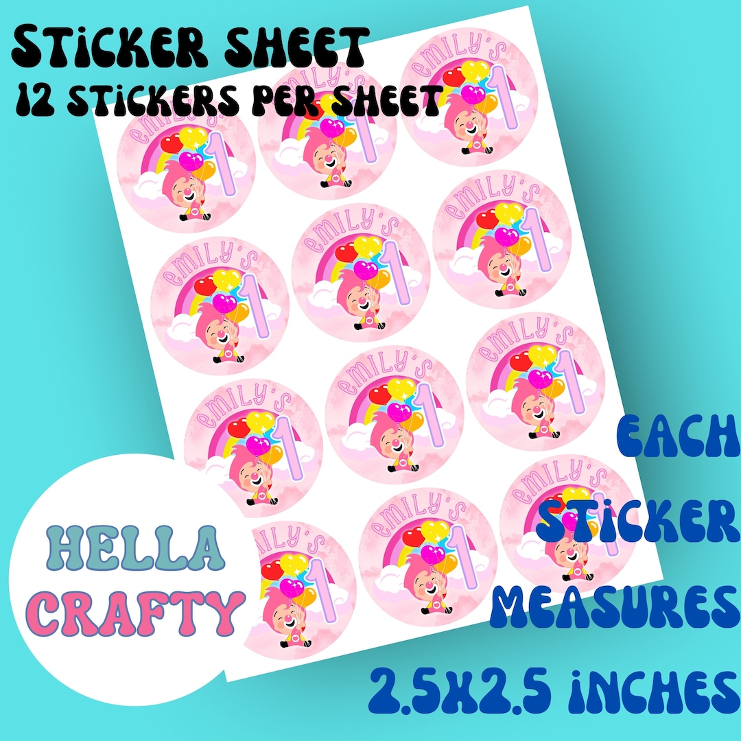Payaso Plim Plim Cake Sticker Sheet, Plim Plim Birthday, Plim Plim ...