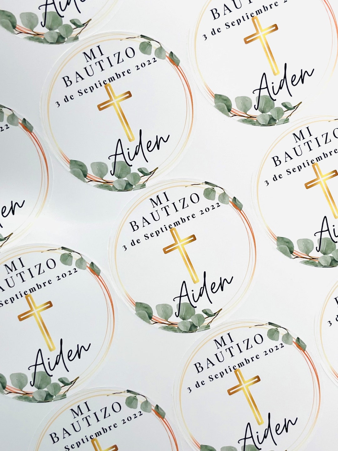 Baptism, Bautizo, Stickers, Favor Stickers, Eucalyptus, Gold, Stickers ...