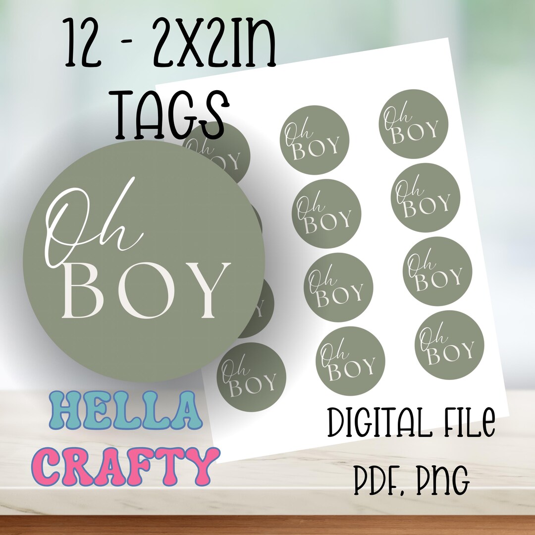 Oh Boy Stickers, Personalized Baby Shower Stickers, Sage Green Baby ...