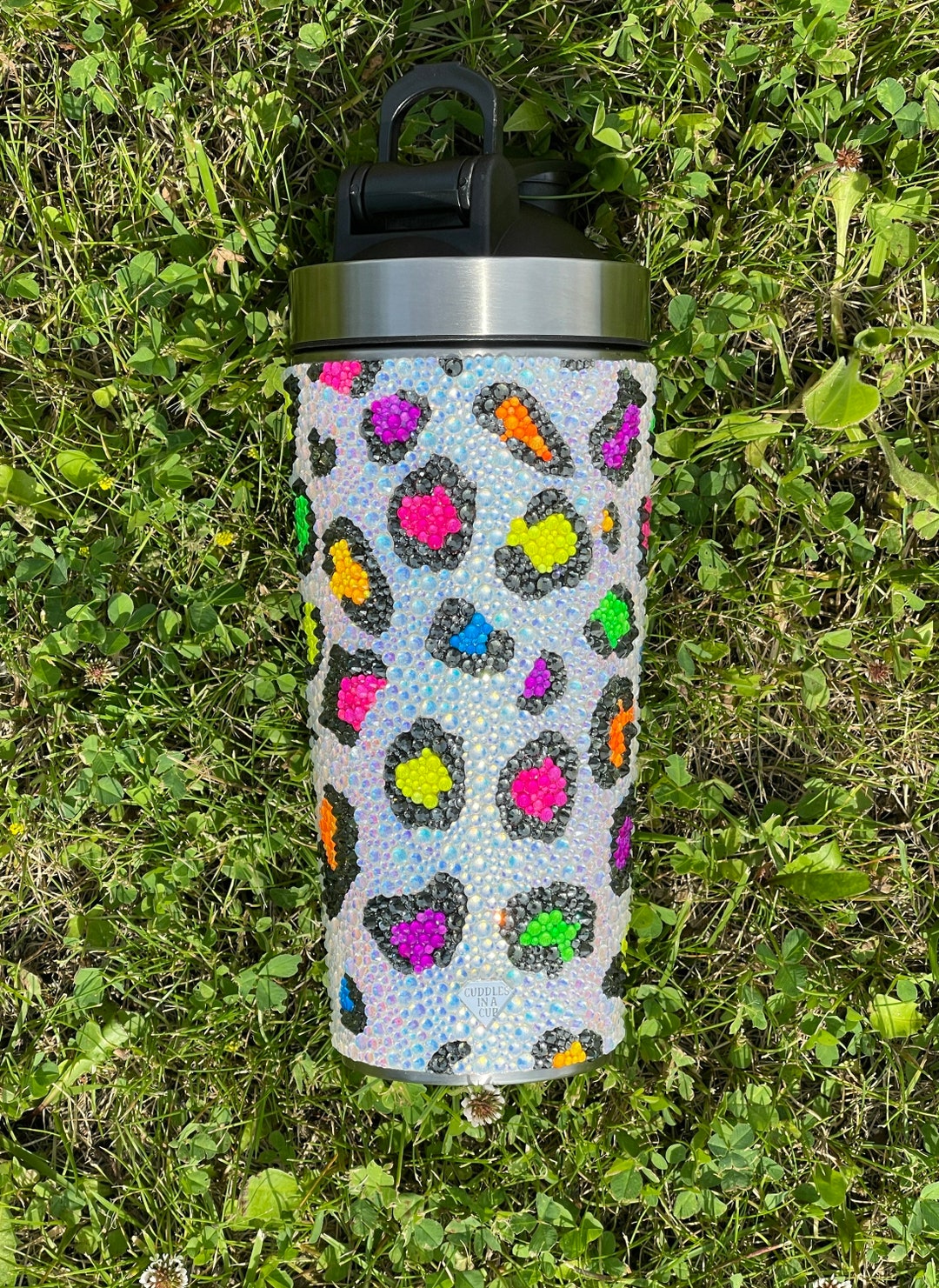 Neon Leopard Print Rhinestone Tumbler - Etsy