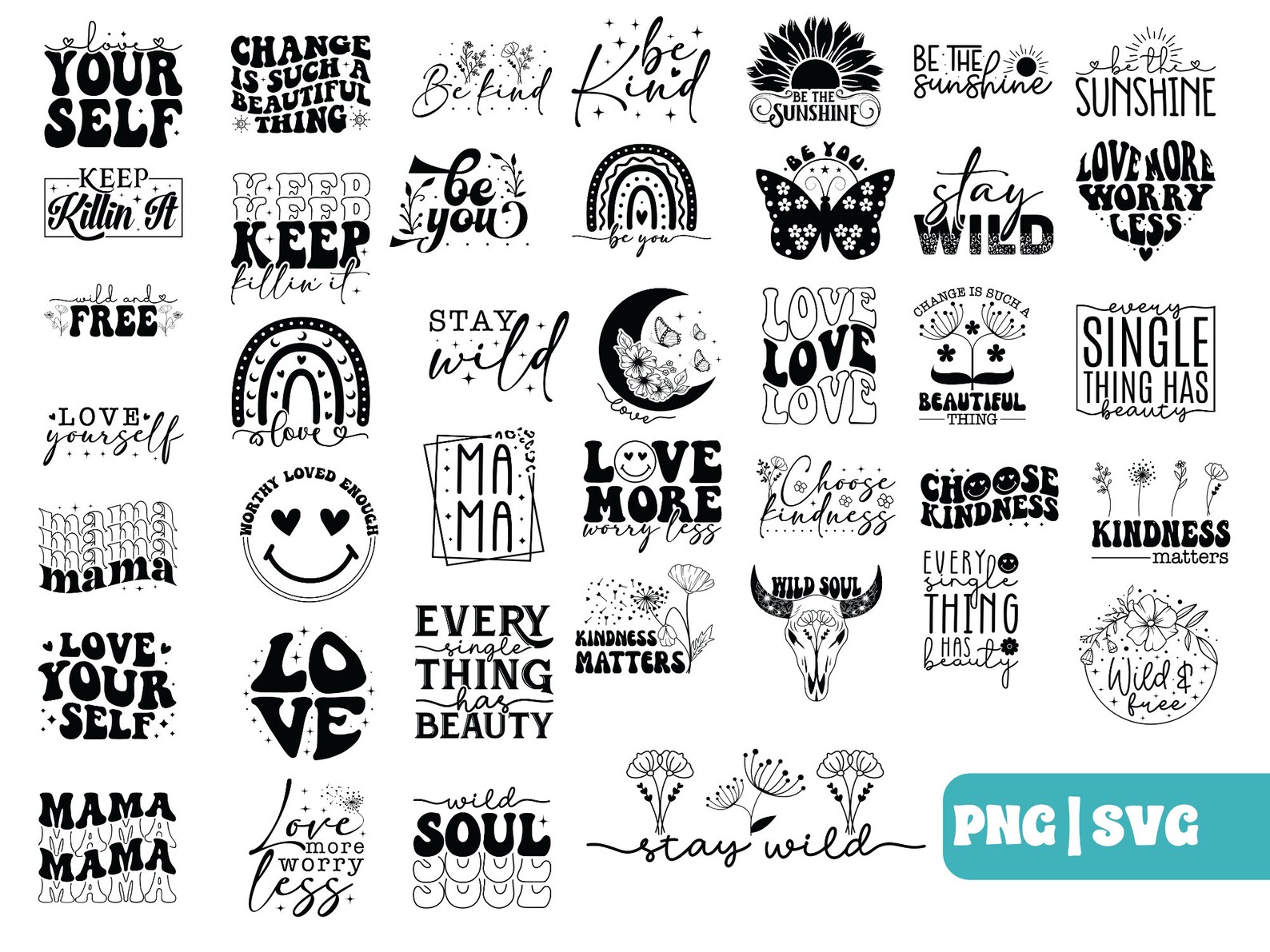 Boho Svg Bundle, Groovy Svg, Bundle, Hippie Svg, Aesthetic Svg ...