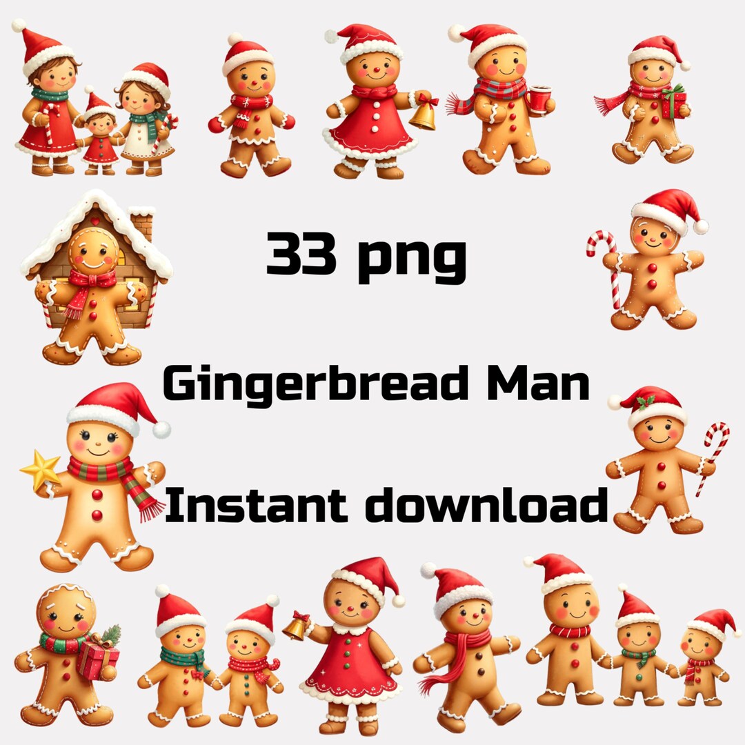 Gingerbread Man, Christmas Bakery PNG, Gingerbread Clipart, Instant ...
