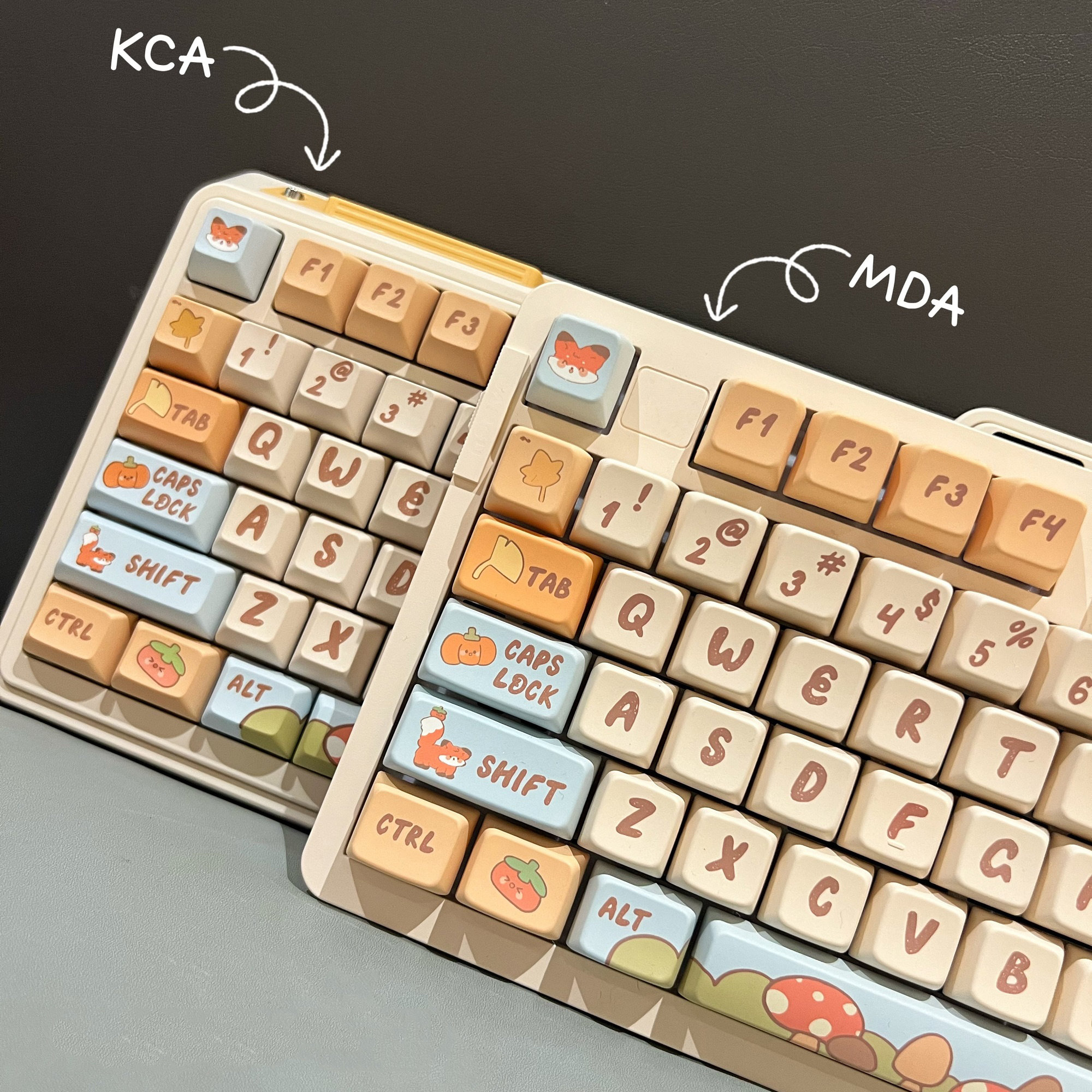 142pcs Pumpkin Fox Theme Keycaps Set, KCA/MDA Profile PBT Keycap Set ...