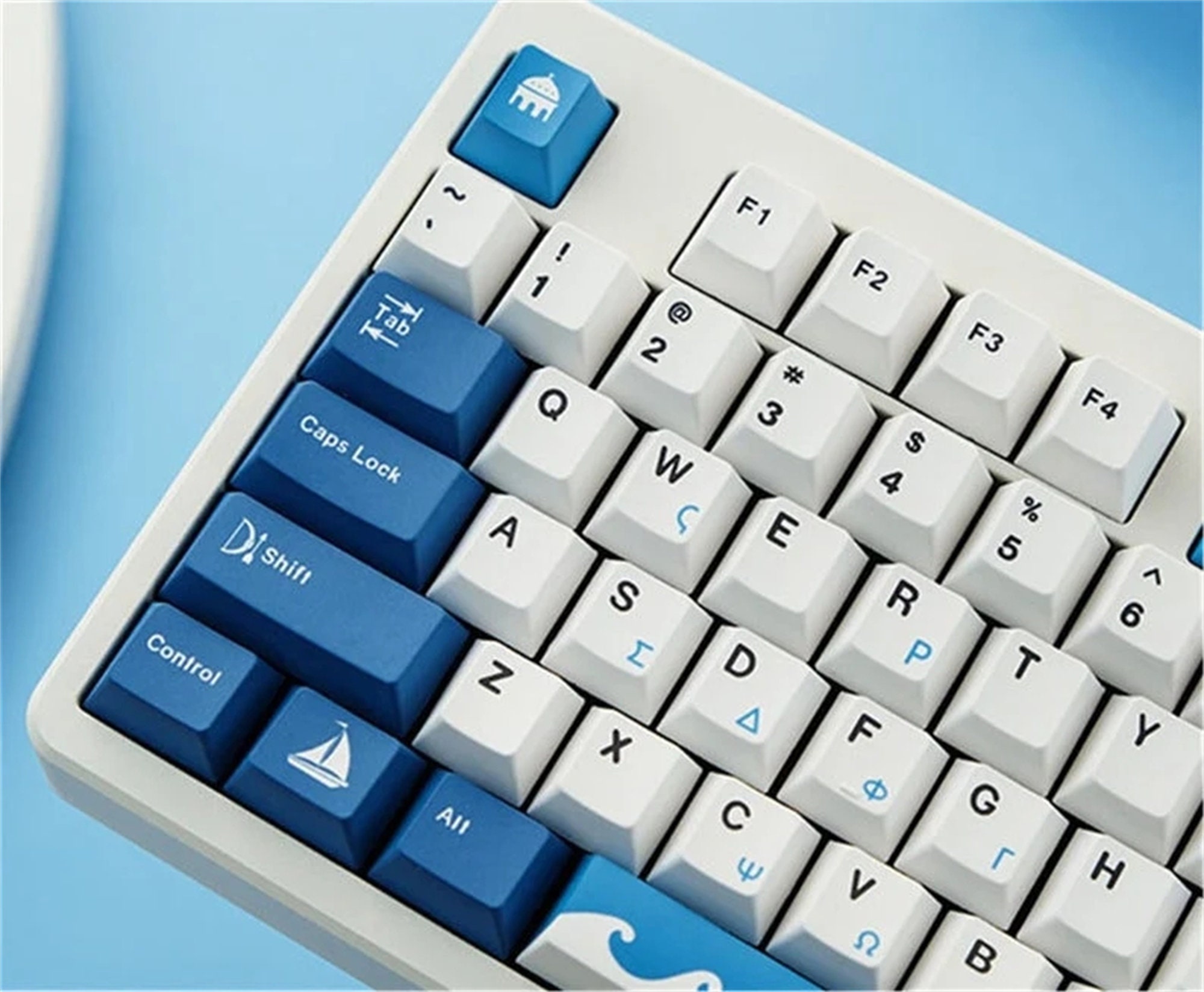 129pcs Titans Santorini Theme Keycaps Set,ocean Kaycaps PBT Keycaps ...