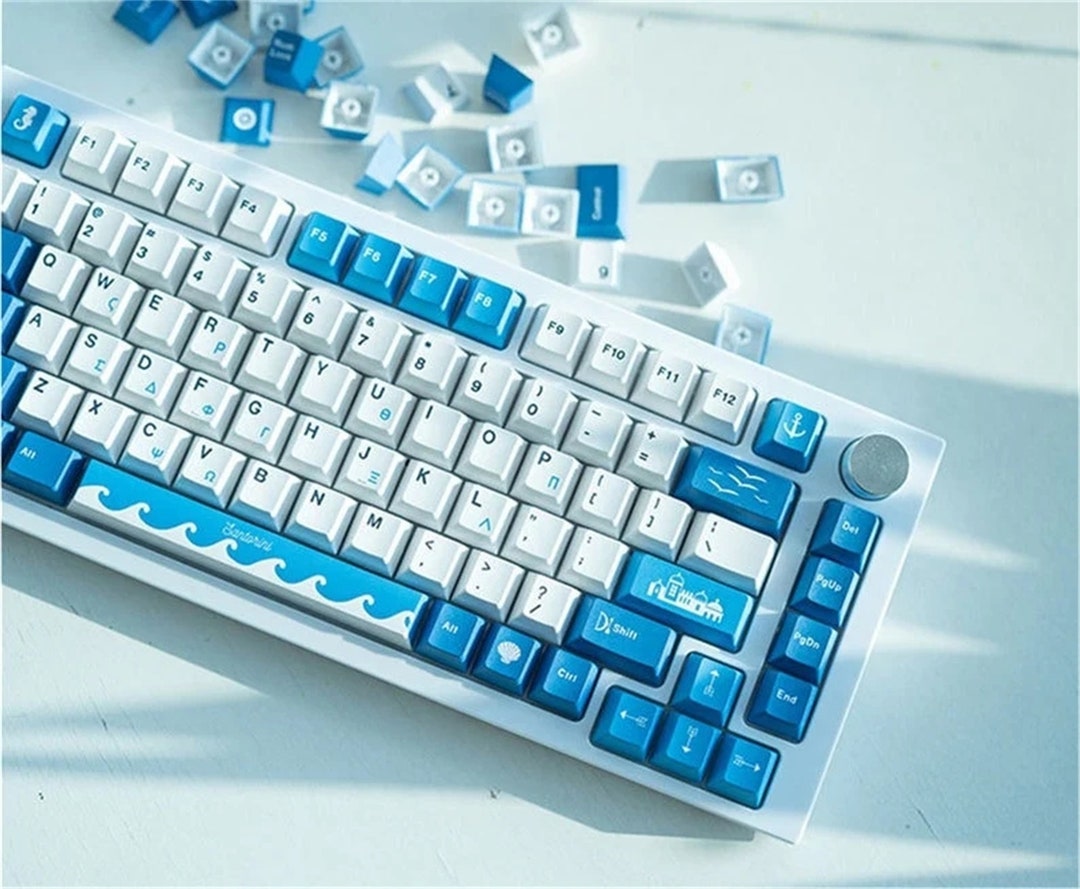 129pcs Titans Santorini Theme Keycaps Set,ocean Kaycaps PBT Keycaps ...