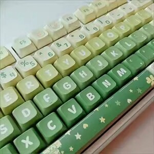 133 Pcs Dark Green Gradual Milk Rabbit Cute Keycap Cartoon - Etsy