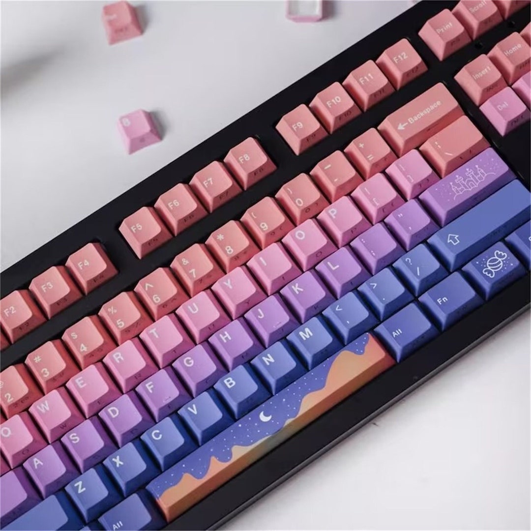 129pcs Gradient Rainbow Keycap, Artisan Keycap for Cherry Profile ...