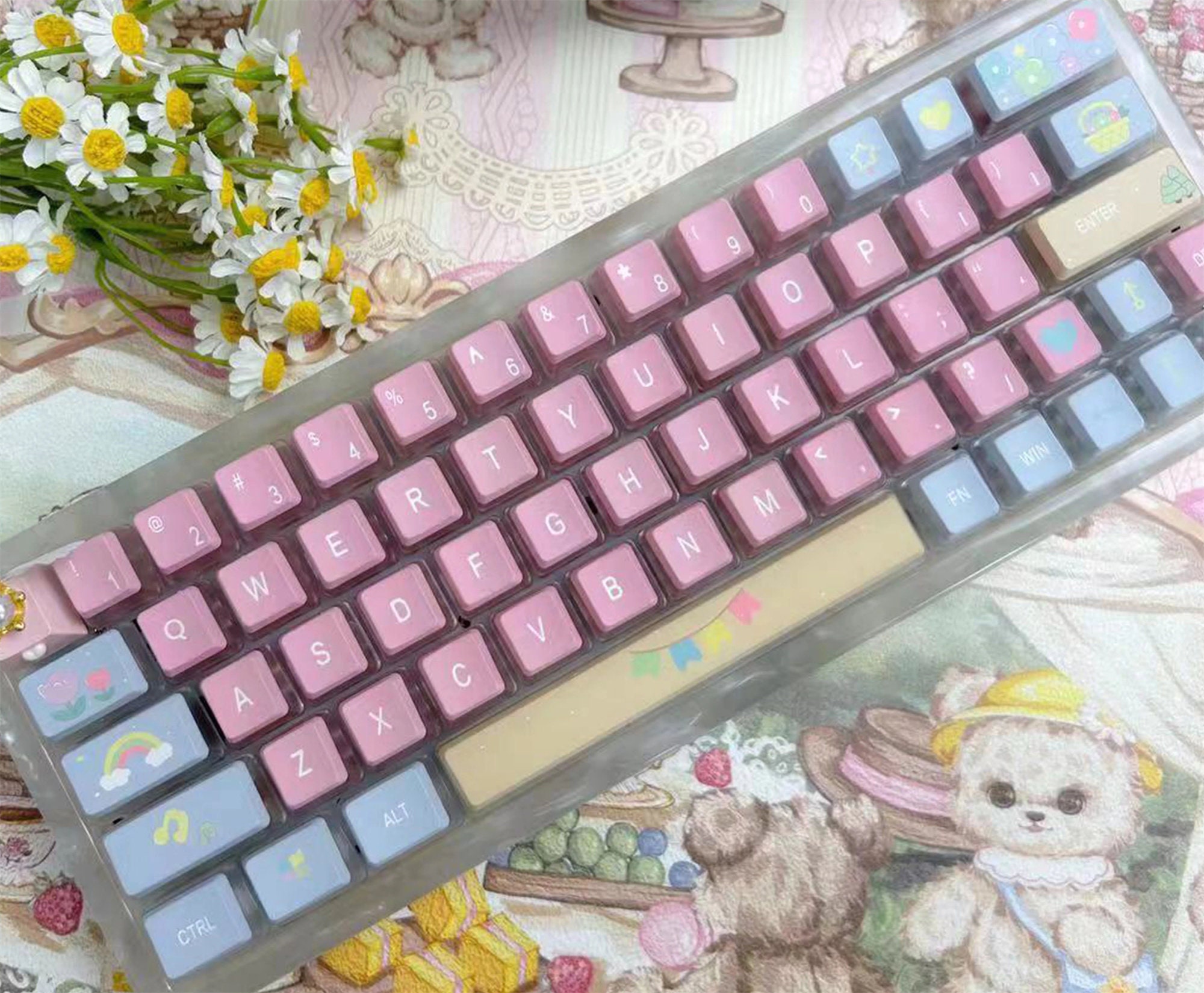 120pcs Cute Pink Double Shot Keycap Set, PBT Keycap, OEM Profile Keycap ...