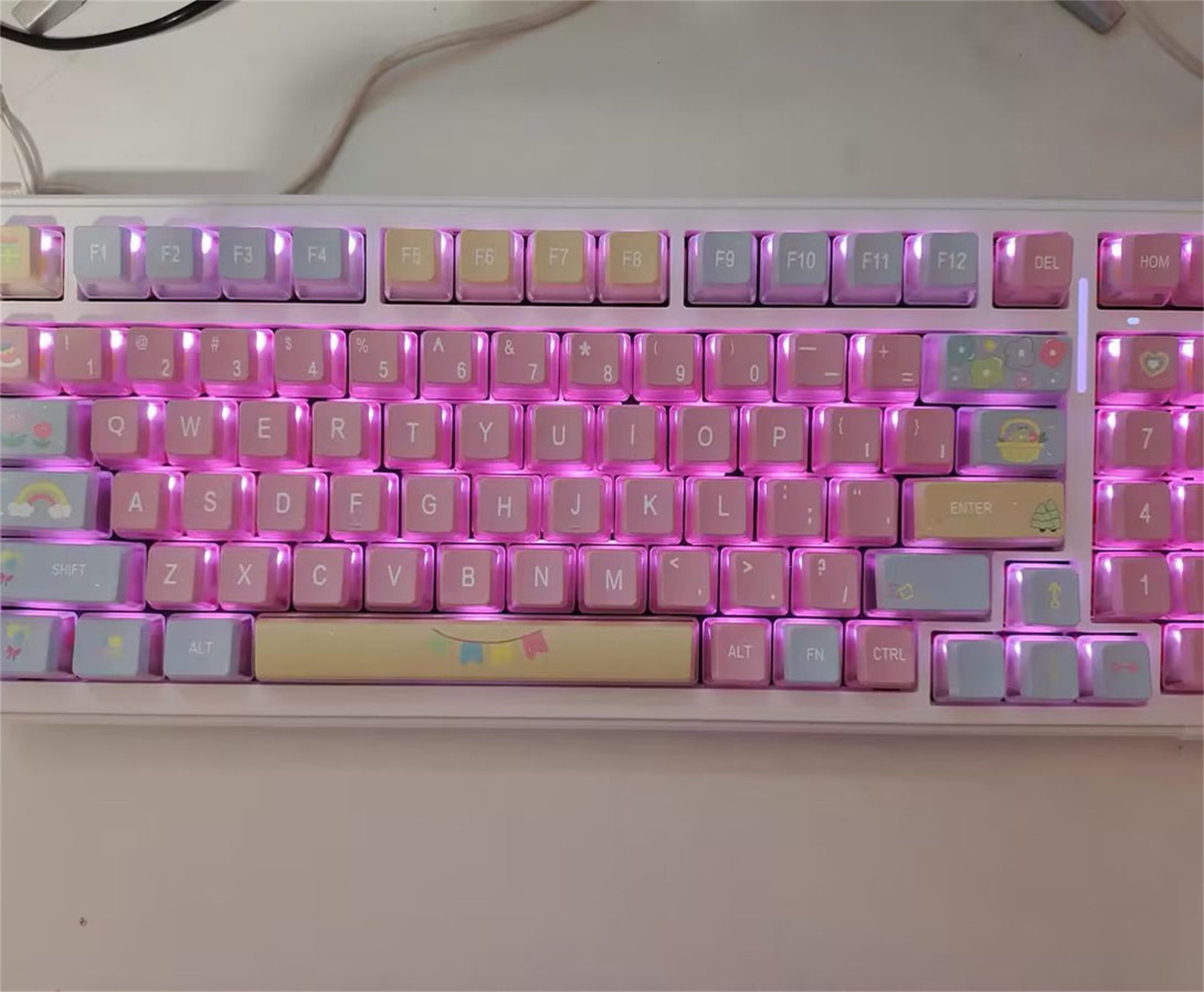 120pcs Cute Pink Double Shot Keycap Set, PBT Keycap, OEM Profile Keycap ...