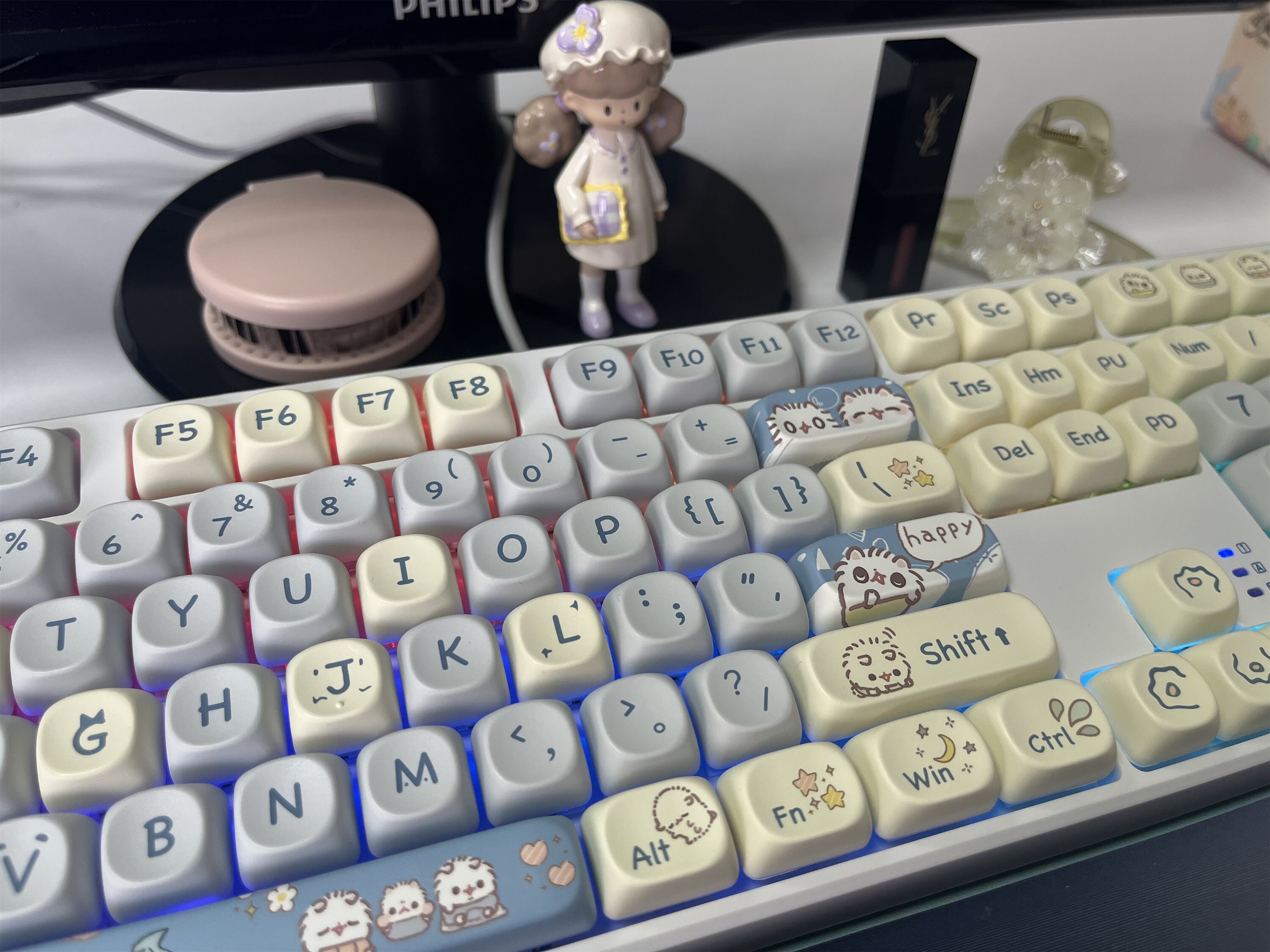 108key Cute Cartoon Wired Mechanical Keyboard RGB Lighting Keycap,moa ...