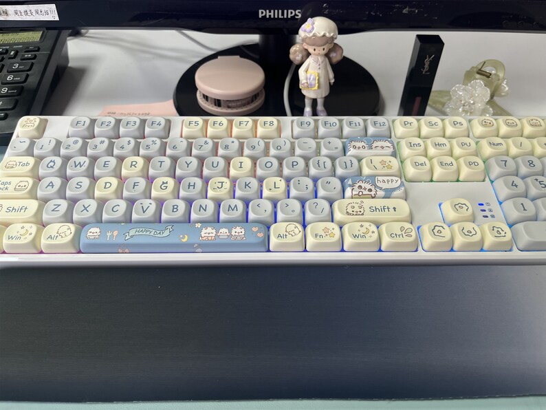 108key Cute Cartoon Wired Mechanical Keyboard RGB Lighting Keycap,moa ...