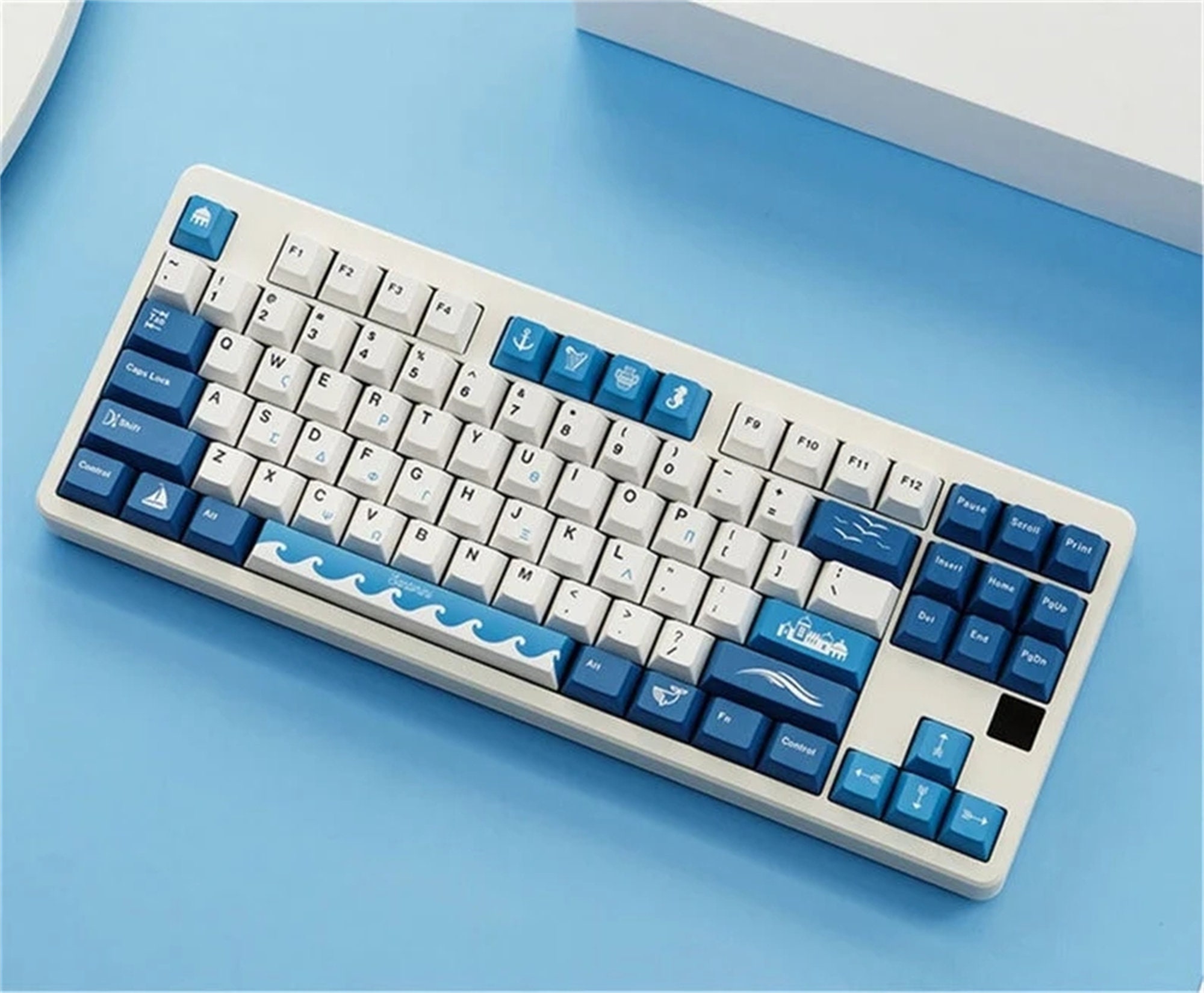 129pcs Titans Santorini Theme Keycaps Set,ocean Kaycaps PBT Keycaps ...