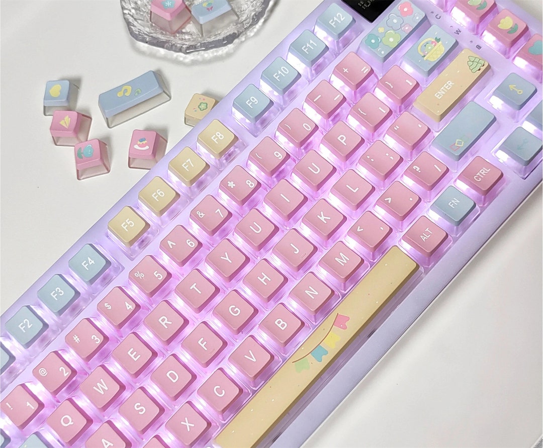 120pcs Cute Pink Double Shot Keycap Set, PBT Keycap, OEM Profile Keycap ...