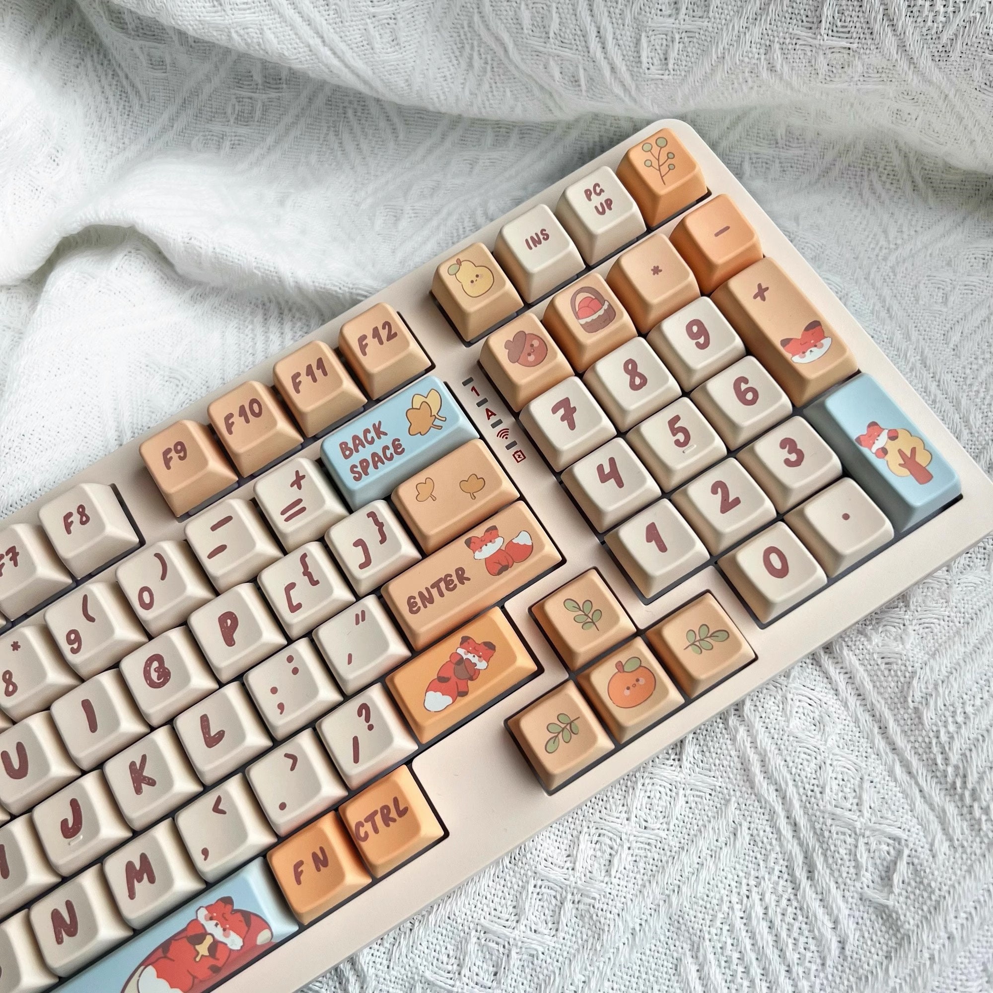 142pcs Pumpkin Fox Theme Keycaps Set, KCA/MDA Profile PBT Keycap Set ...