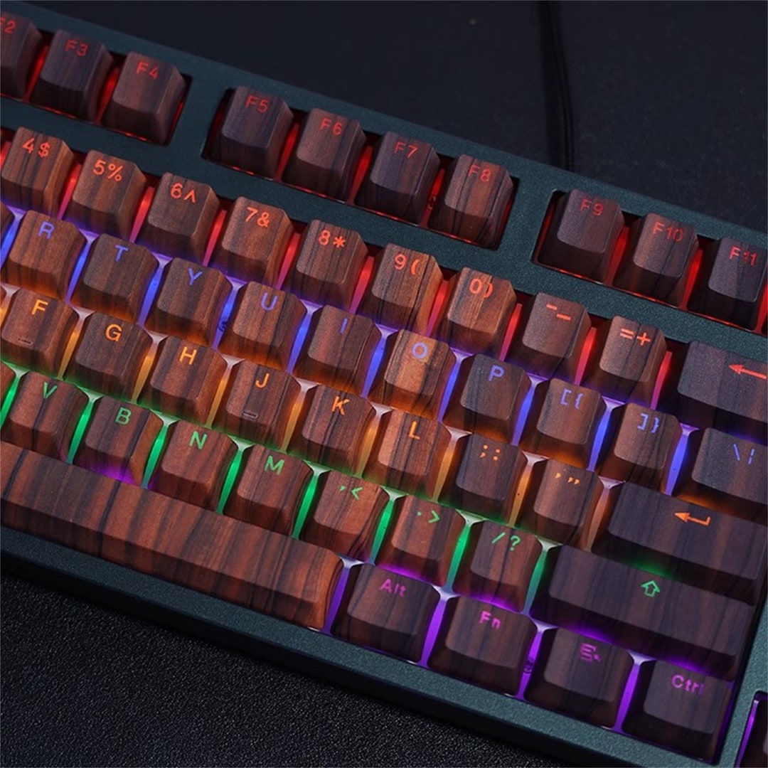 Wooden Texture Keycaps PBT Keycaps Imitation Walnut Keycaps - Etsy