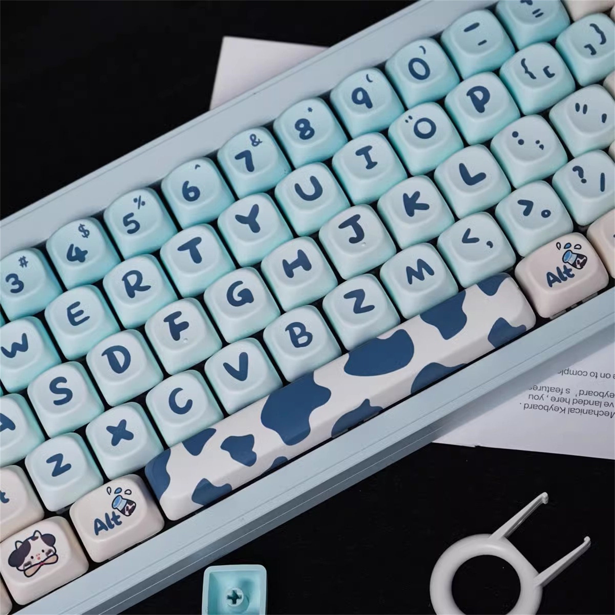 142PCS Blue Cow Theme Keycap Set,cute Cartoon Keycap, Anime Keycap, PBT ...