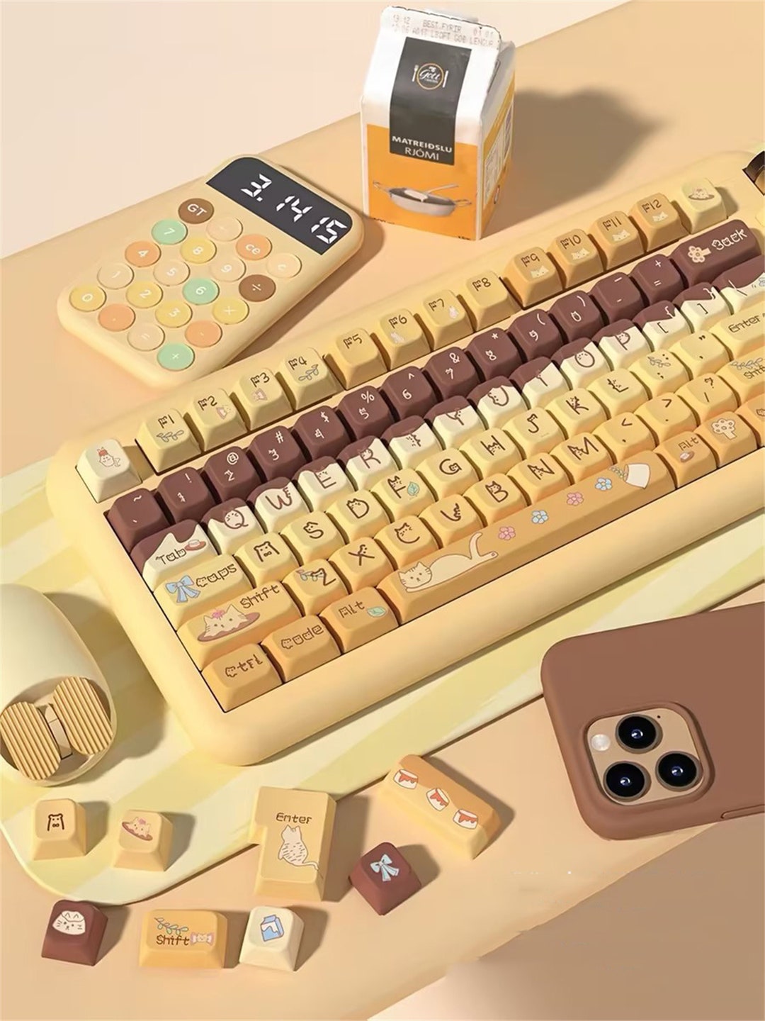 138pcs Pudding Themed Cartoon Keycaps MDA Keycaps PBT - Etsy