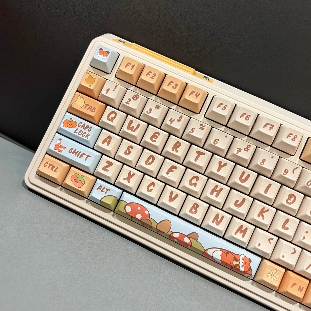 142pcs Pumpkin Fox Theme Keycaps Set, KCA/MDA Profile PBT Keycap Set ...