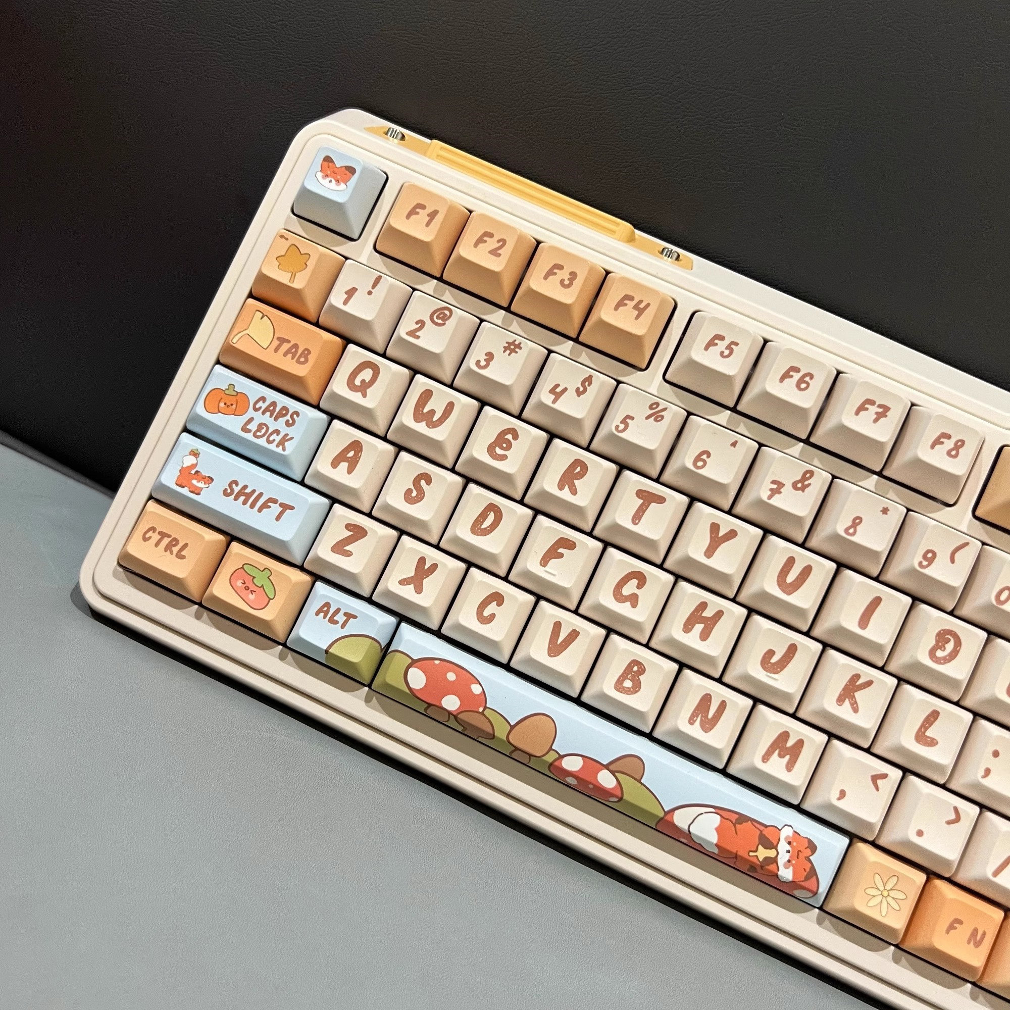 142pcs Pumpkin Fox Theme Keycaps Set, KCA/MDA Profile PBT Keycap Set ...