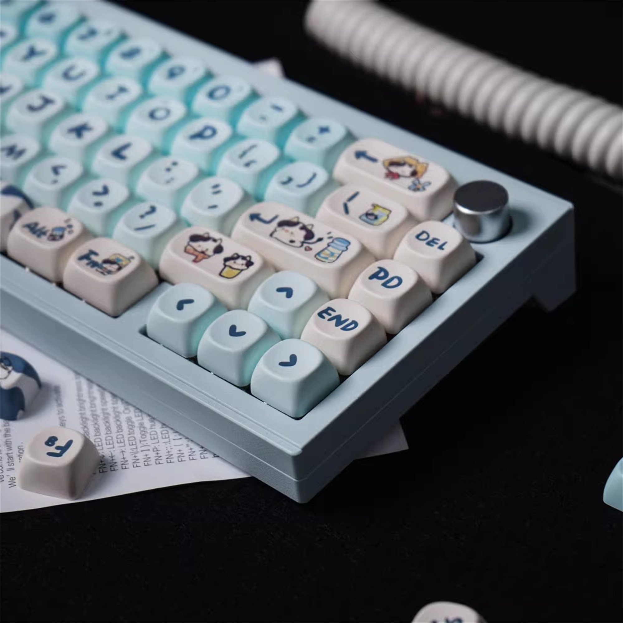 142PCS Blue Cow Theme Keycap Set,cute Cartoon Keycap, Anime Keycap, PBT ...