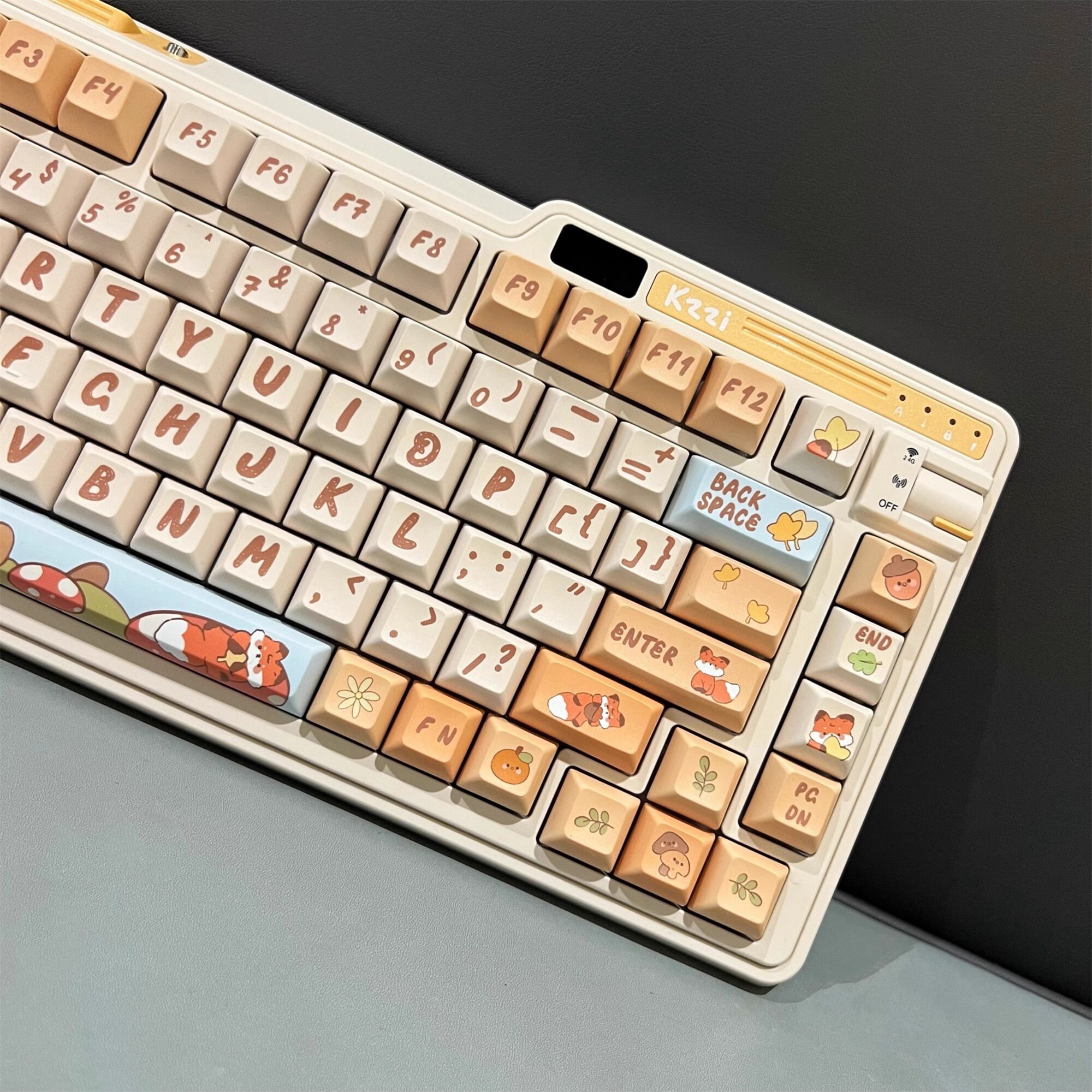 142pcs Pumpkin Fox Theme Keycaps Set, KCA/MDA Profile PBT Keycap Set ...